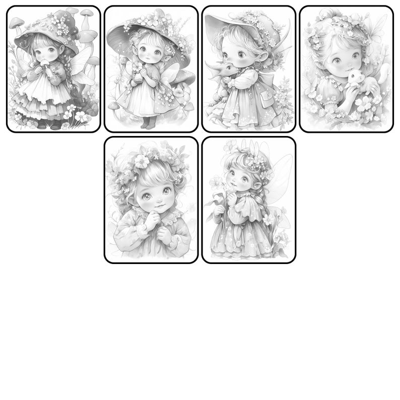 Spring Fairies Coloring Page for Adults Cute Adorable Girls Coloring ...