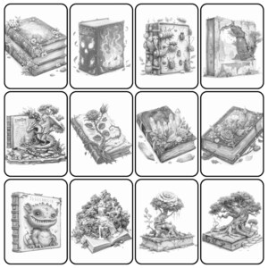 Books of Wonders Coloring Page for Adults Fantasy World Coloring Book ...