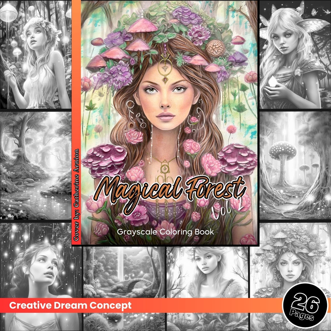 Magic Forest Coloring Page for Adults Beautiful Woman Coloring Book ...