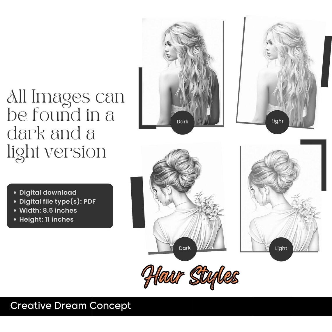 Hair Styles Coloring Page for Adults Beautiful Women Coloring Book ...