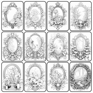 Flower Mirrors Coloring Page for Adults Cute Coloring Book for Kids ...