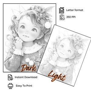 Fairies Christmas Coloring Page for Adults Cute Elf Coloring Book ...