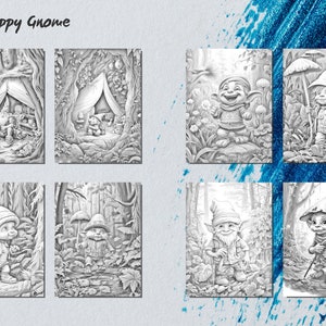 Happy Gnome Coloring Pages for Adults Grayscale Coloring Book Download ...