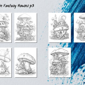 Enchanted Fairy Mushroom Houses Coloring Book for Adults Kids Coloring ...