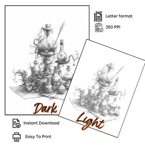 A Magic Potion Coloring Page for Adults Fantasy World Coloring Book ...