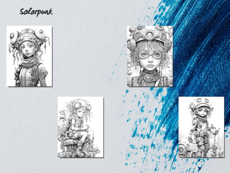 Solarpunk Girls Fantasy Coloring Page, Adults + Kids- Instant Download ...