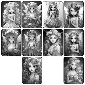 Lovely Little Fairies Coloring Page for Adults and Kids Cute Pixie ...