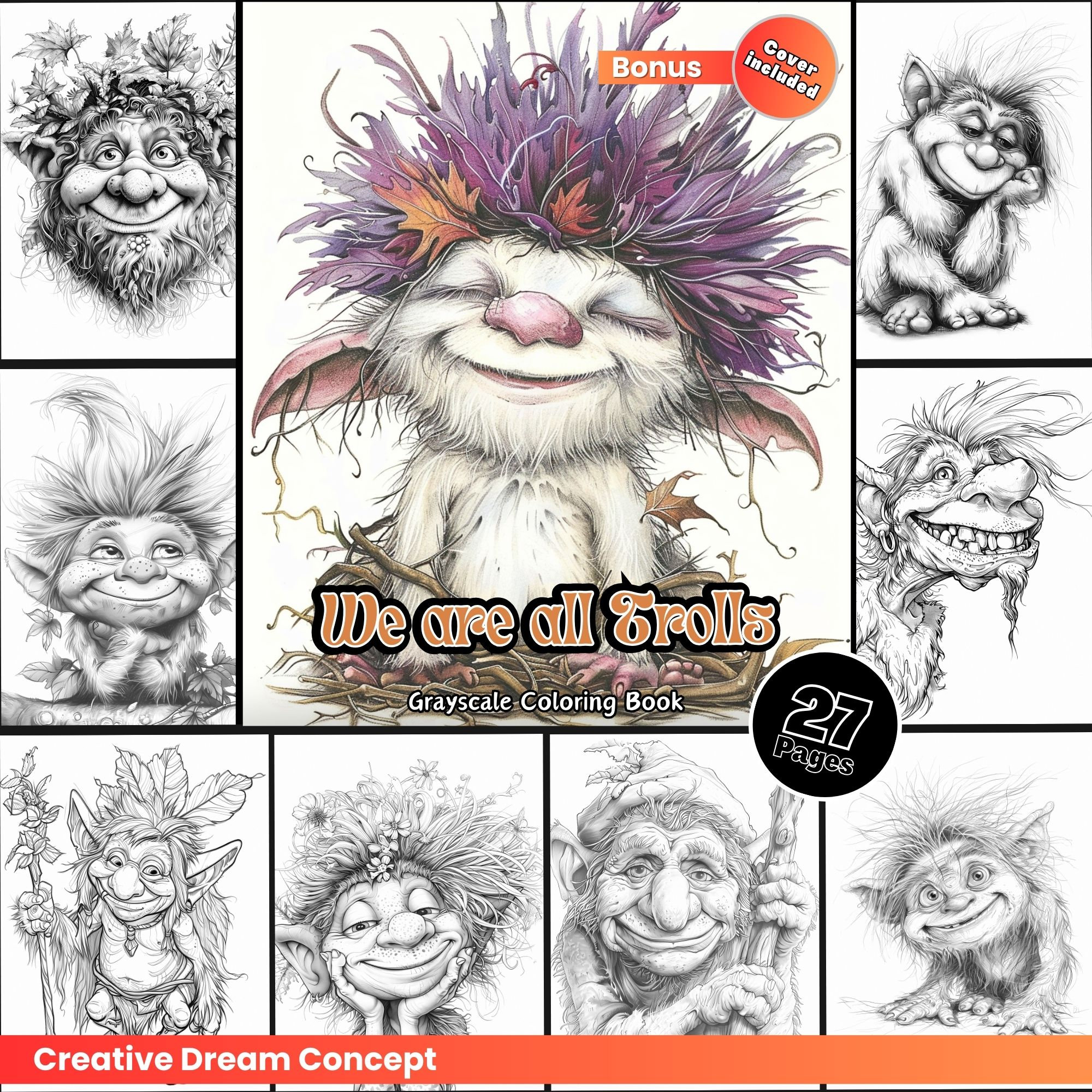 We Are All Trolls Coloring Page for Adults Cute Trolls Coloring Book ...
