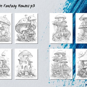 Enchanted Fairy Mushroom Houses Coloring Book for Adults Kids Coloring ...