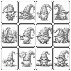 Patchwork Gnomes Coloring Page for Adults Cute Coloring Book for Kids, Printable PDF Instant ...