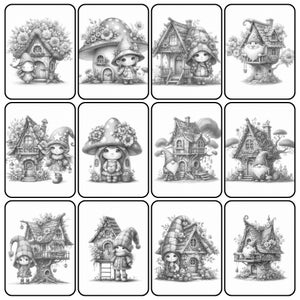 Welcome to My House Coloring Page for Adults Cute Gnome Houses Coloring ...