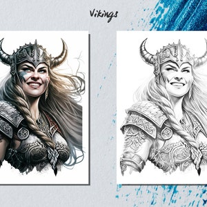 Vikings Grayscale Coloring Book for Adults Printable Norse - Etsy