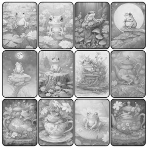 Frog Fairy Tales Coloring Page for Adults Frogs in a Fantasy Worl ...