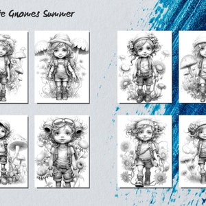 Cute Gnomes Summer Coloring Page for Adults Instant Download PDF ...