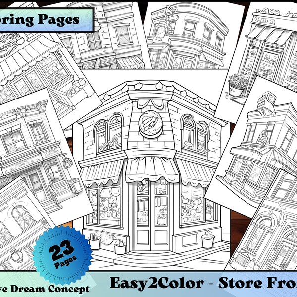 Printable Storefronts Coloring Page - Etsy