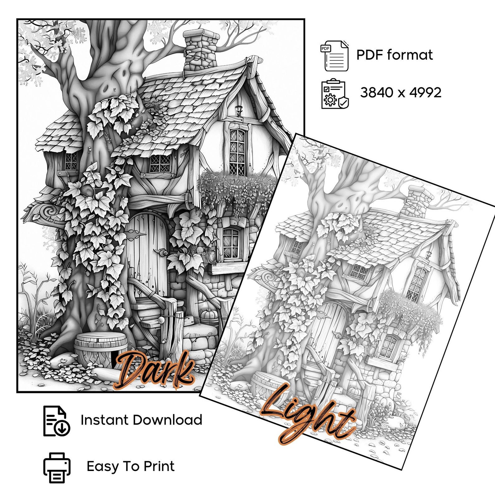 My Hide Away Coloring Page for Adults House in Nature Coloring Book ...