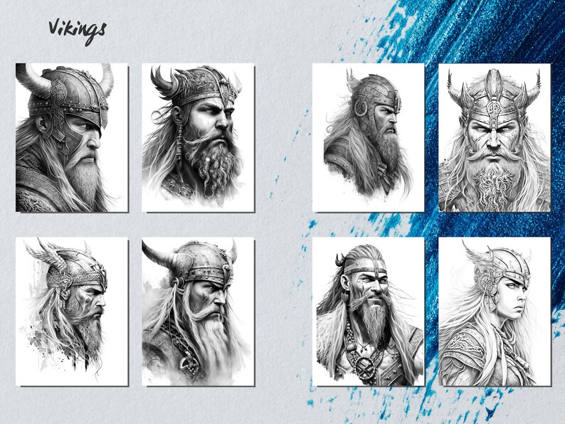 Vikings Grayscale Coloring Book for Adults Printable Norse - Etsy