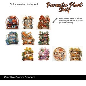 Romantic Plant Shelf Coloring Page for Adults Autumn Flower - Etsy