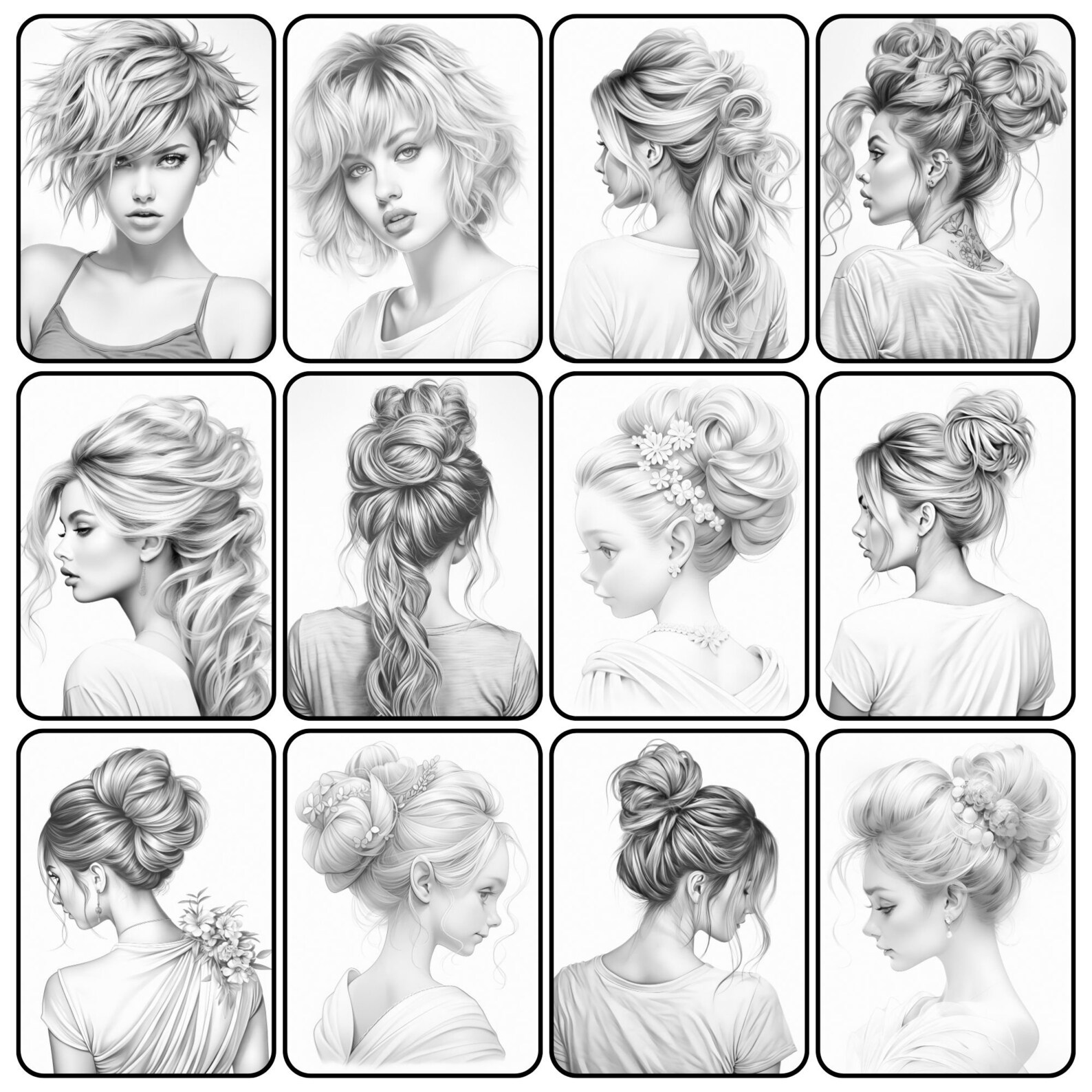 Hair Styles Coloring Page for Adults Beautiful Women Coloring Book ...