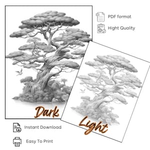 Magical Trees Collection Coloring Page for Adults Amazing Nature ...