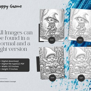 Happy Gnome Coloring Pages for Adults Grayscale Coloring Book Download ...
