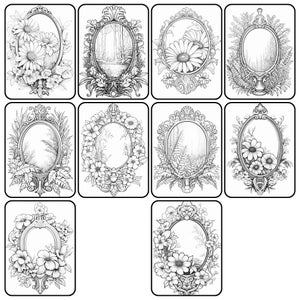 Flower Mirrors Coloring Page for Adults Cute Coloring Book for Kids ...