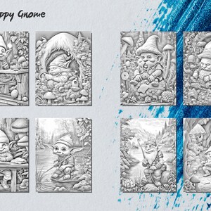 Happy Gnome Coloring Pages for Adults Grayscale Coloring Book Download ...