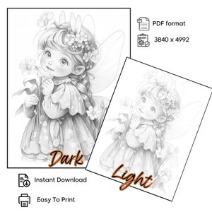 Spring Fairies Coloring Page for Adults Cute Adorable Girls Coloring ...