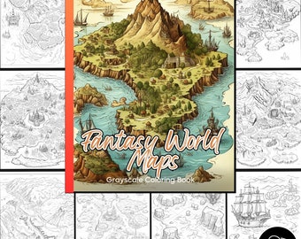 25 Fantasy Map Coloring Pages, Adult and Kids Coloring Book, Fantasy ...