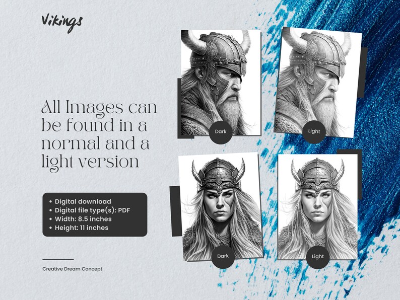 Vikings Grayscale Coloring Book for Adults Printable Norse - Etsy