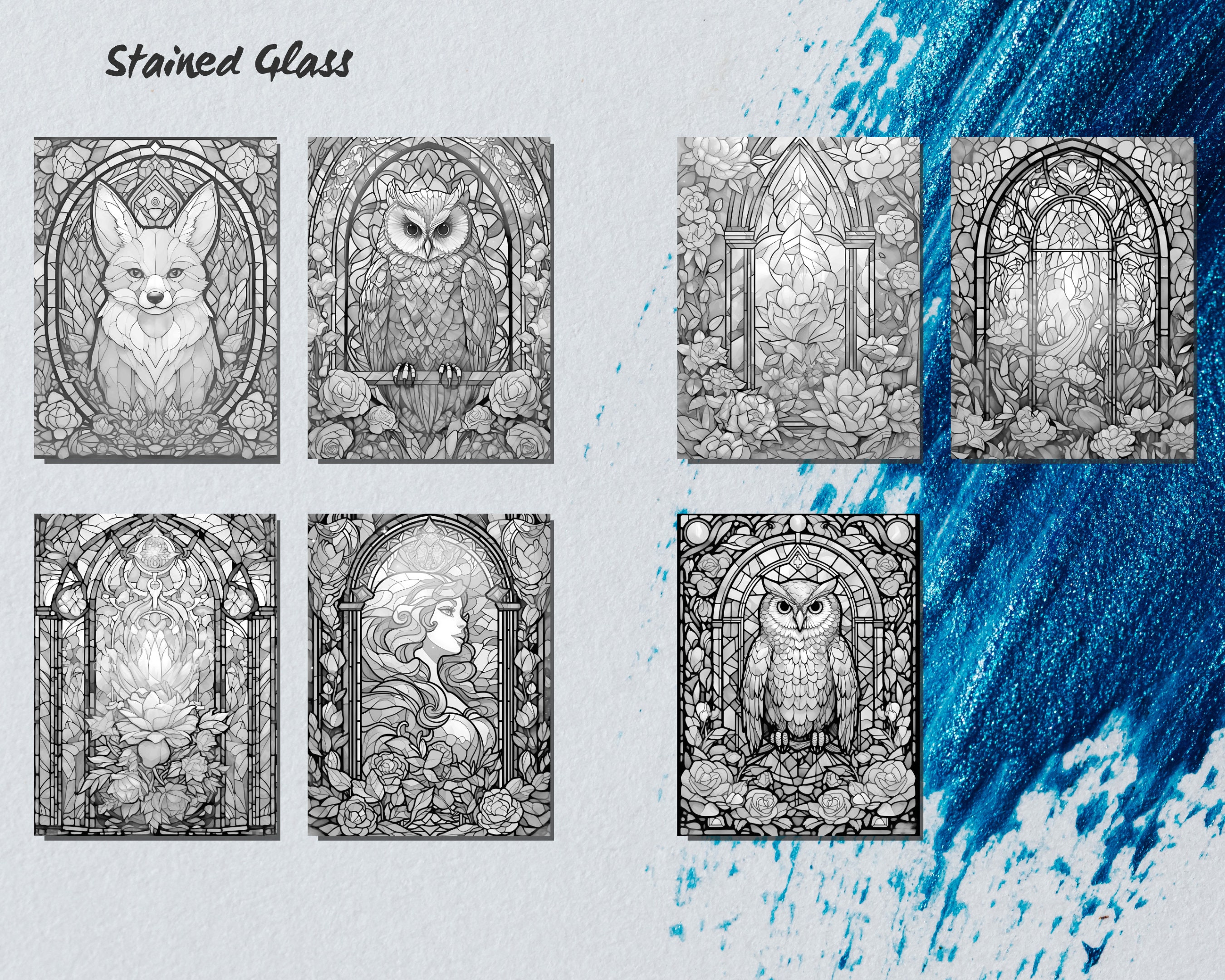 Stained Glass Coloring Page for Adults and Kids Instant Download ...