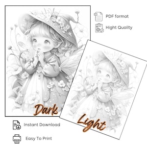 Spring Fairies Coloring Page for Adults Cute Adorable Girls Coloring ...
