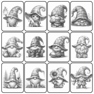 Patchwork Gnomes Coloring Page for Adults Cute Coloring Book for Kids, Printable PDF Instant ...