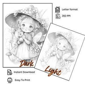 Spring Fairies Coloring Page for Adults Cute Adorable Girls Coloring ...