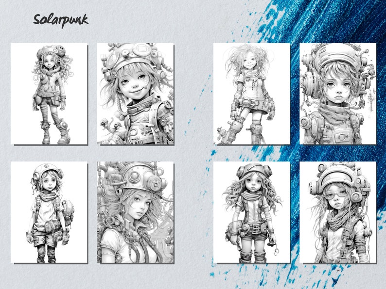 Solarpunk Girls Fantasy Coloring Page, Adults + Kids- Instant Download ...