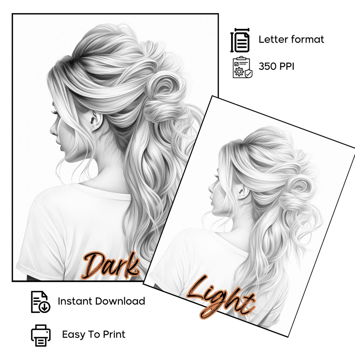 Hair Styles Coloring Page for Adults Beautiful Women Coloring Book ...