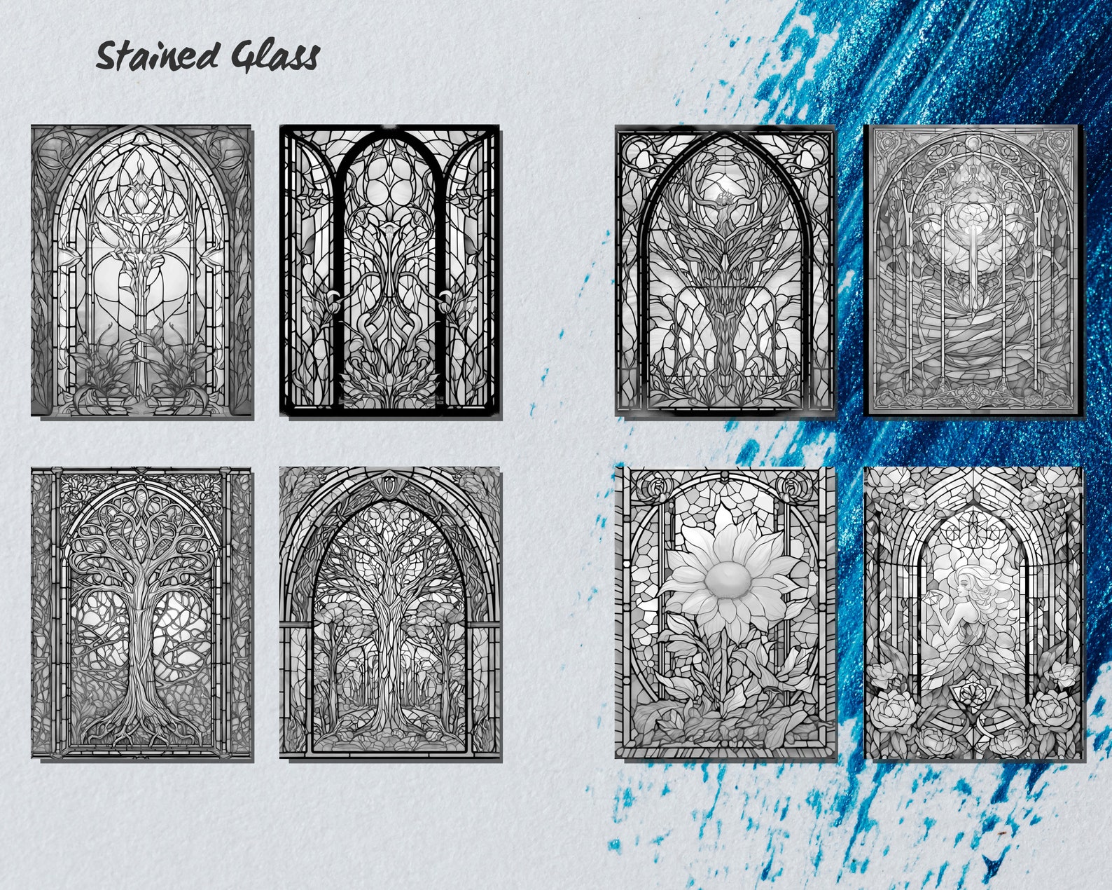Stained Glass Coloring Page for Adults and Kids Instant Download ...