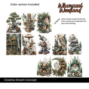 Whimsical Woodland Coloring Page for Adult Nature Coloring Book With a ...