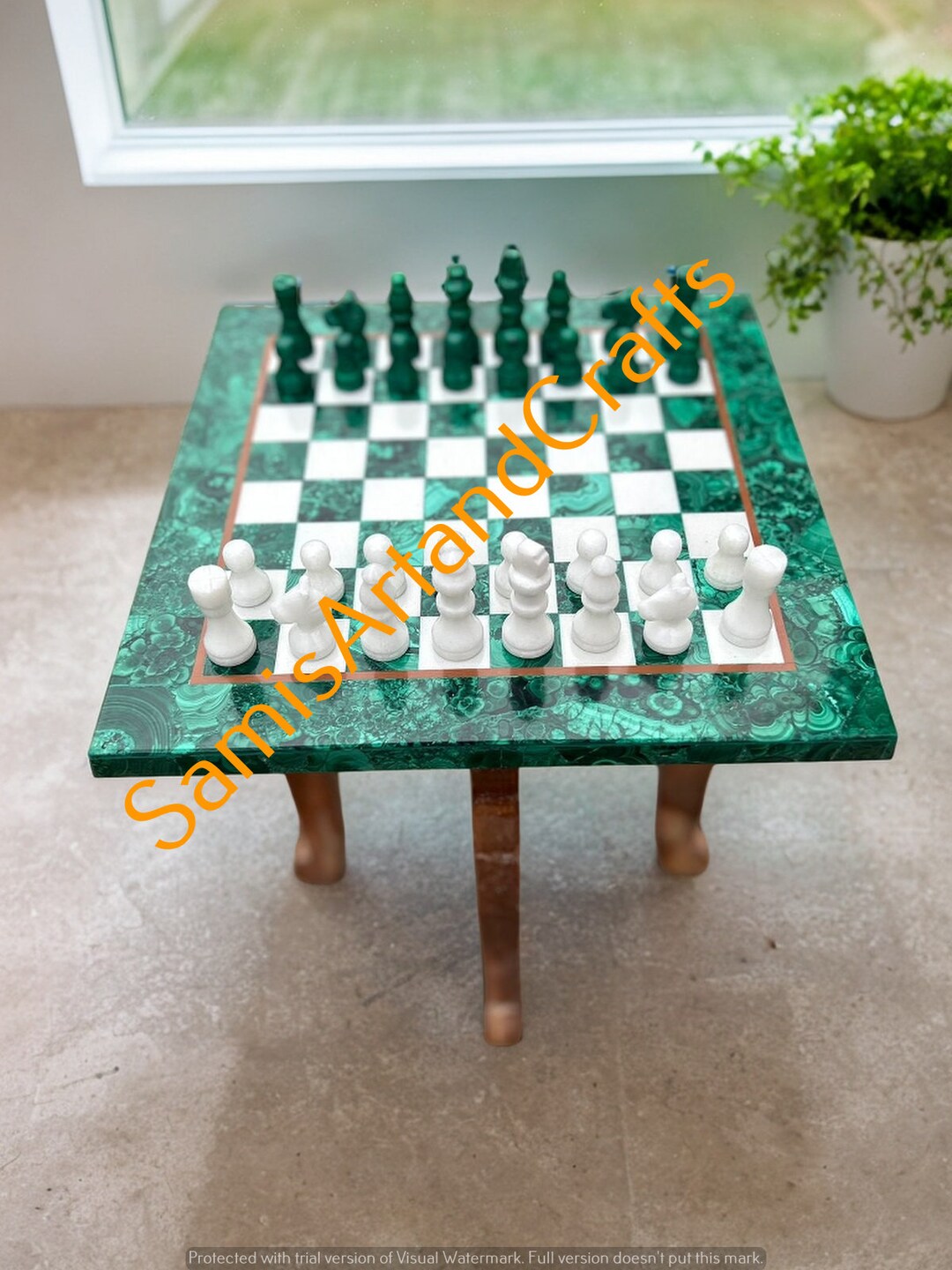 Malachite Chess Board Set With Marble Chess Pieces, Chess Game Set ...