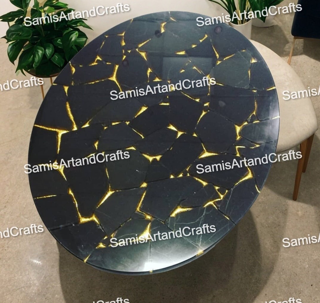 Black Agate Coffee Table Top, Oval Agate Kitchen Table, Mid Century ...