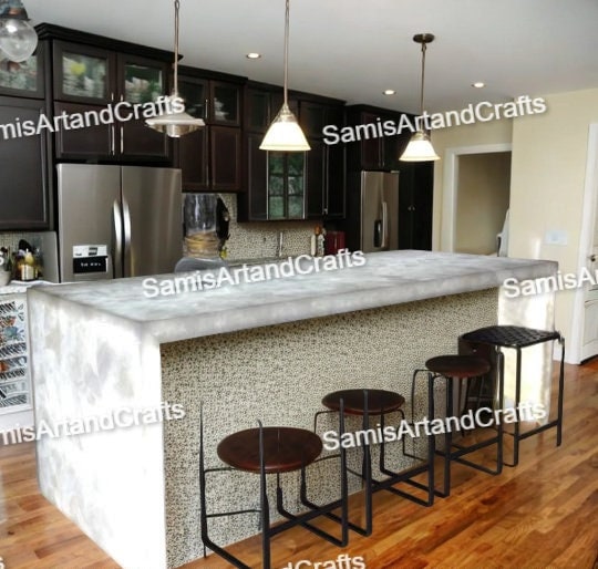 Natural Quartz Bar Counter Top: Luxury Kitchen Dining Slab - Etsy