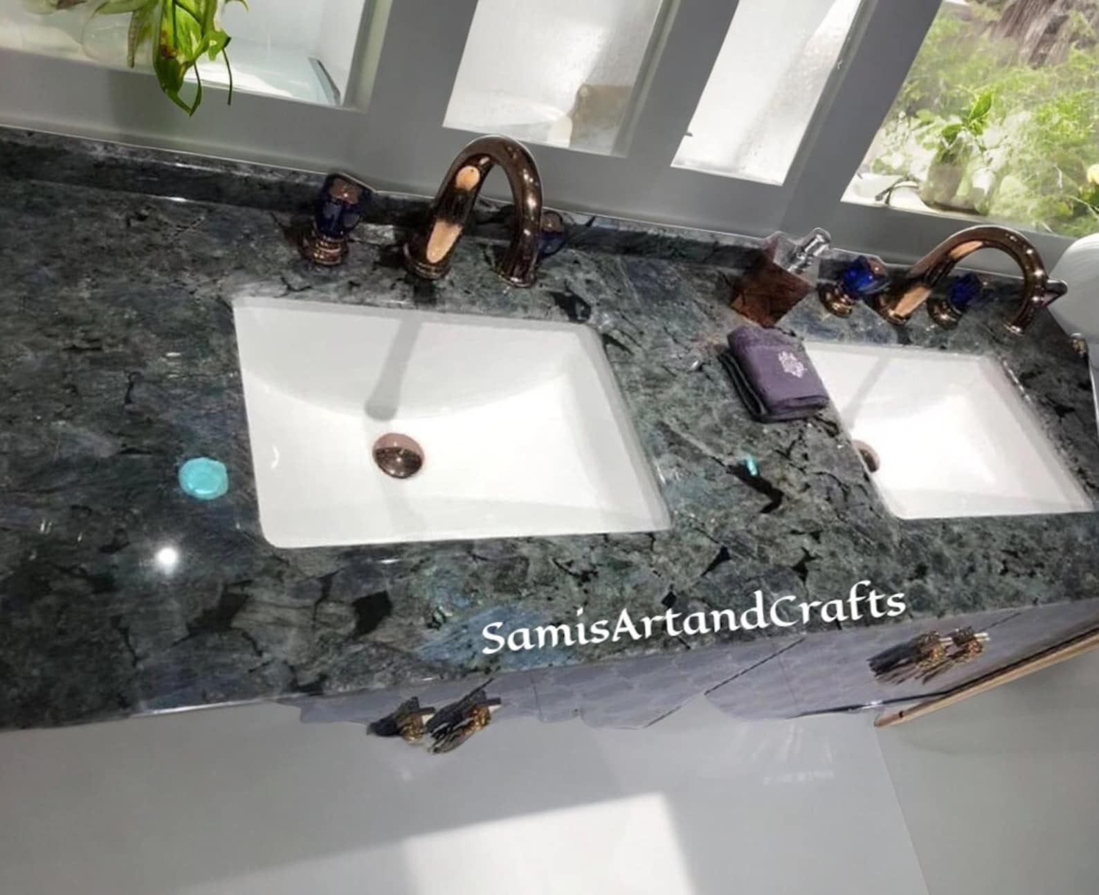 Labradorite Bathroom Sink Counter Top, Bathroom Wall Decor Luxury ...