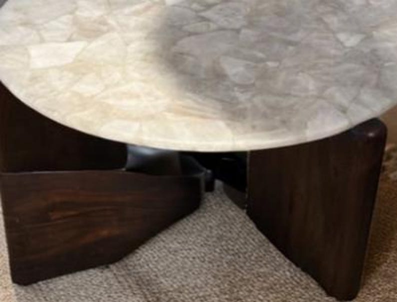Buy Quartz Coffee Table, Crystal Quartz Round Table, Side Table, Marble ...