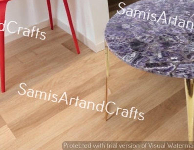 Purple Amethyst Stone Coffee Table, Round Sofa Center Table Top ...
