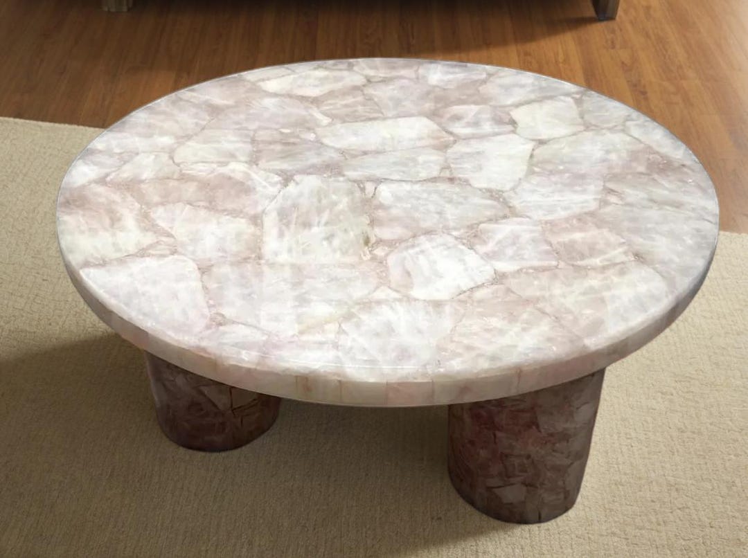 Radiant Rose Quartz Table Top | Custom Agate Dining or Coffee Table - Etsy