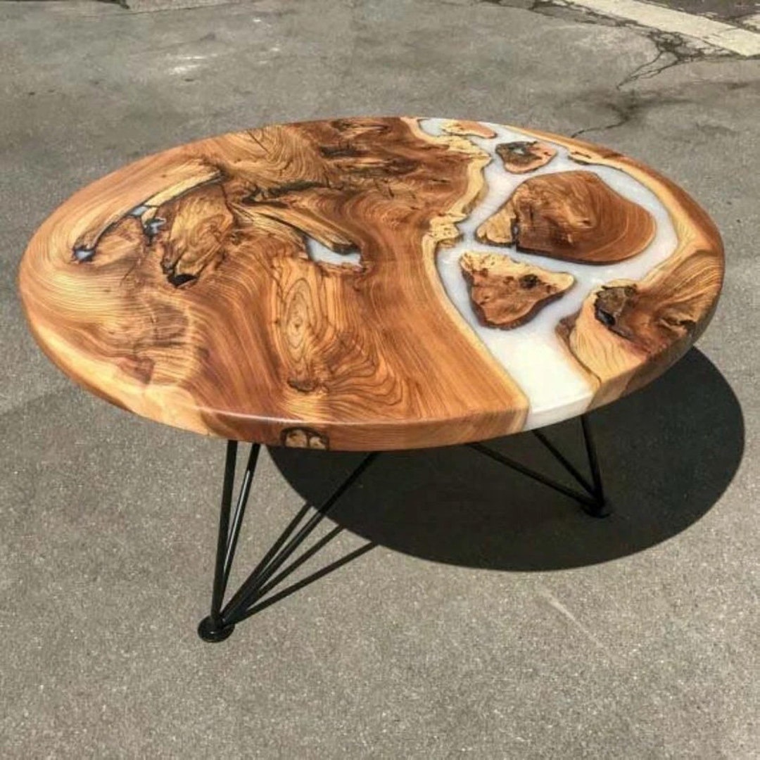 White Epoxy Round Table Top Coffee /side Sofa Center Table - Etsy