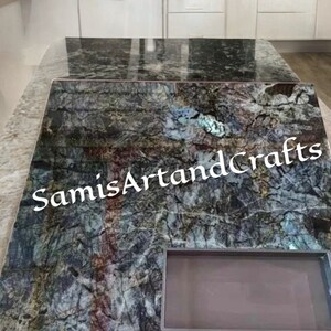 Labradorite Stone Kitchen Slab, Gemstone Bar Countertops, Luxury ...