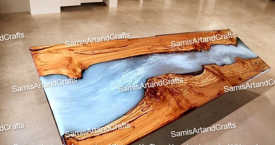 Risen River Epoxy Table, Resin Coffee Table Top, Mid Century Modern ...