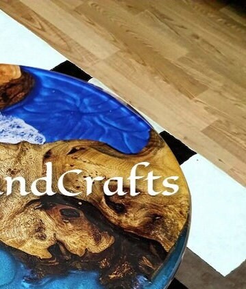 Ocean Blue Epoxy Table Top / Round Table / Wooden Table / Epoxy Center ...
