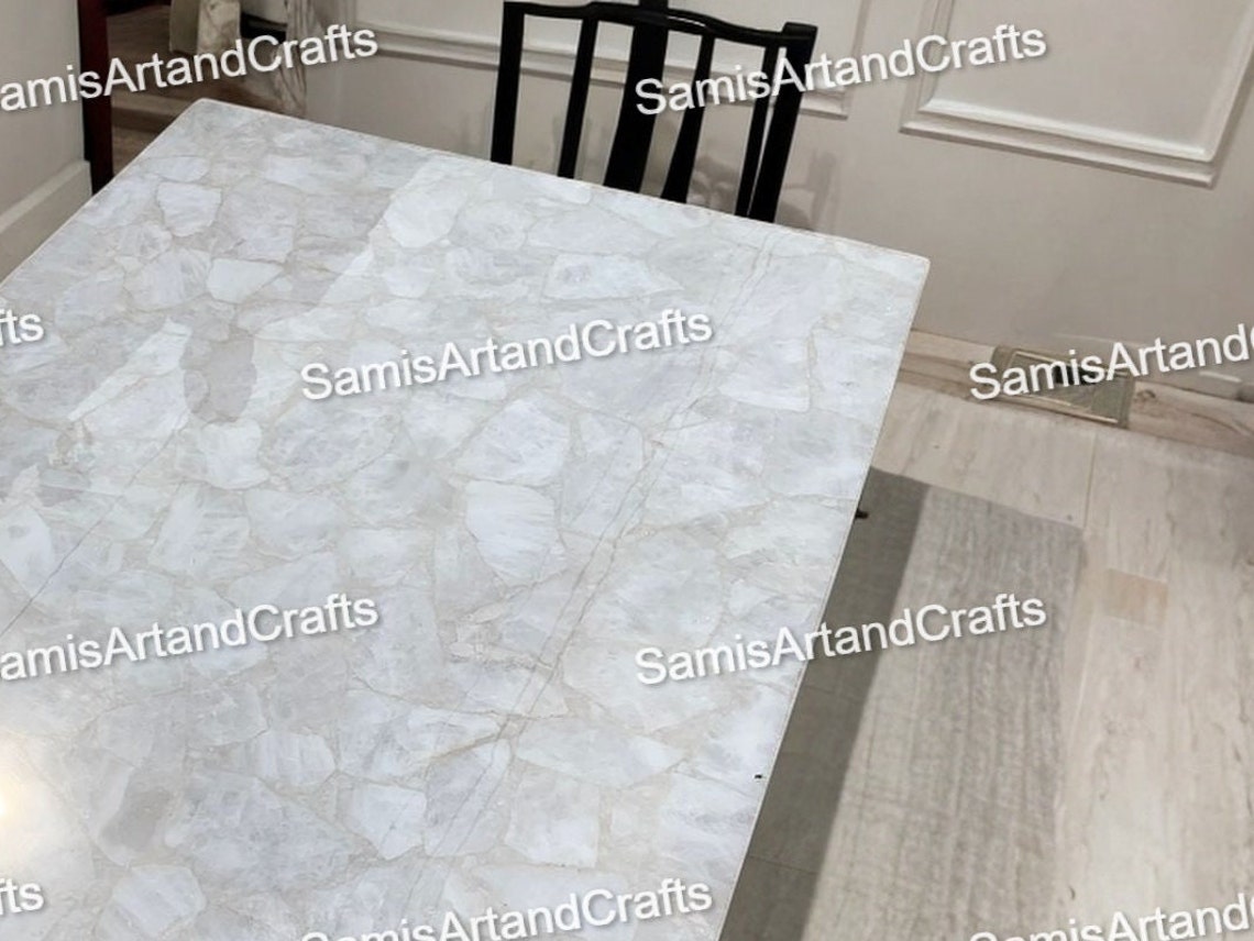 White Quartz Dining Table Top: Natural Stone Kitchen Slab - Etsy